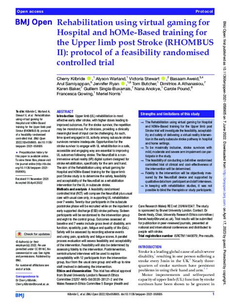 Pdf Rehabilitation Using Virtual Gaming For Hospital And Home Based Training For The Upper