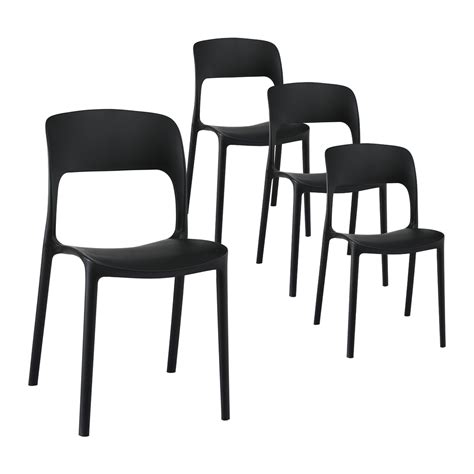 Gardeon 4pc Outdoor Dining Chairs Stackable Pp Patio Chair Garden