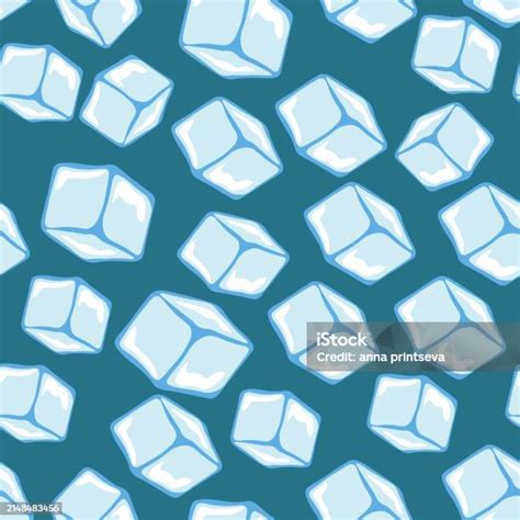 얼음 조각의 완벽 한 패턴입니다 큐브 파란색 색상 Highlightscartoon 스타일 색상 벡터 Illustrationset 식료품 벡터 일러스트레이션 0명에 대한 스톡