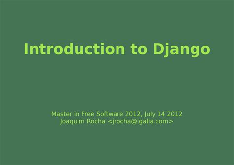 Introduction To Django Speaker Deck