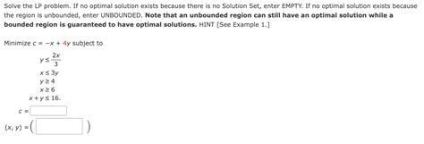 solved solve the lp problem if no optimal solution exists