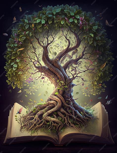 Premium Ai Image A Book With A Tree Growing Out Of It