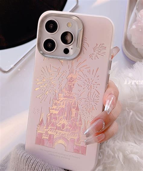 핑크리어카 귀여운 아이폰 핑크 홀로그램 성 불꽃놀이 캐슬 젤하드 심플 우정 범퍼 유니크 시크 키치 힙 핸드폰 휴대폰 애플 폰 케이스 아이폰케이스 11 12 13 14 15