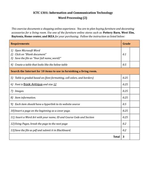 Word Processing 2 Creating Tables And Hyperlinks Ictc 1301 Information And Communication