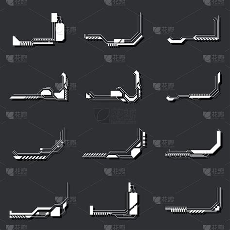 高科技界面元素未来矢量插图素材 花瓣网