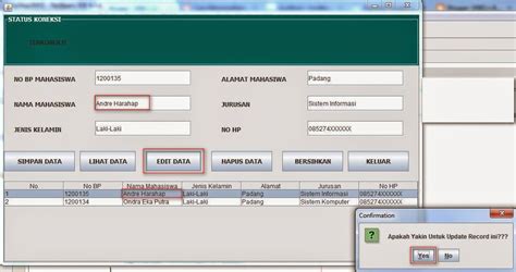 Program Java Update Dan Delete Database Dengan Netbeans Java Desktop Gui Teknologi