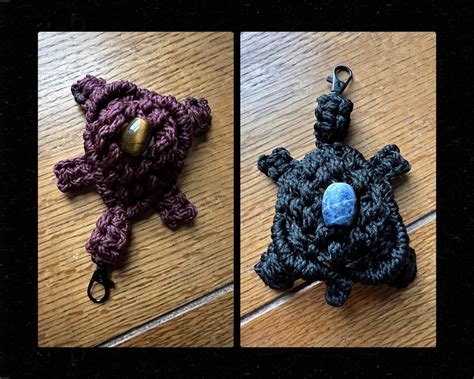 Burgundy Macrame Turtle With Crystal Bead And Lobster Claw Etsy