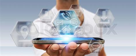 Businessman Using Modern Digital Mobile Phone Applications Stock Image Colourbox