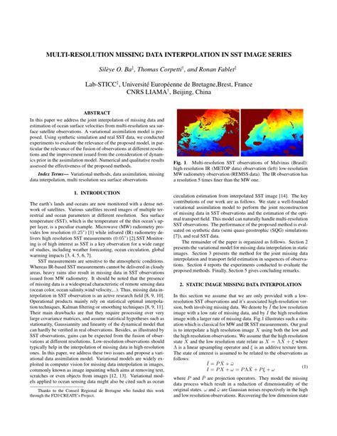 Pdf Multi Resolution Missing Data Interpolation In Sst Image Series