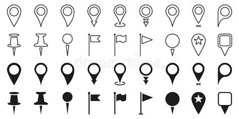 Red Location Pins Set Silhouette Icon Marker Point On Map Place Location Pictogram Flag Mark