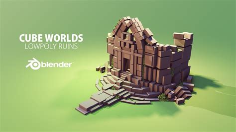 Artstation Lowpoly Cube Worlds 6 Flat Shading Blender Speed Modeling Concept Art 3d