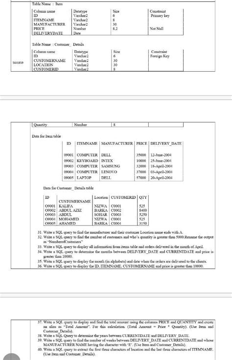 Solved Table Name Ttem Constraint Primary Key Columnn Me