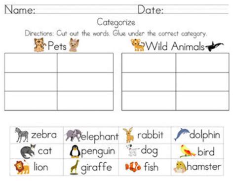 Categorize And Classify Worksheets Including Cut And Paste Tpt