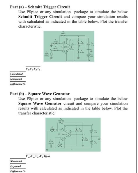 Solved Part A Schmitt Trigger Circuit Use Pspice Or Any