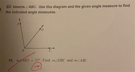 Solved Overline BD Bisects ABC Use The Diagram And The Given Angle Measure To Find The