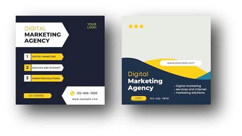 편집 가능한 최소한의 정사각형 배너 서식 파일 세트 프리미엄 벡터