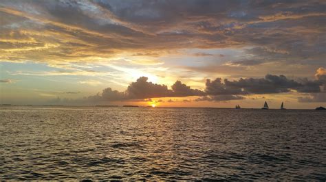 Horizon Clouds Nature Sailing Ship Sea Landscape Sunset Hd