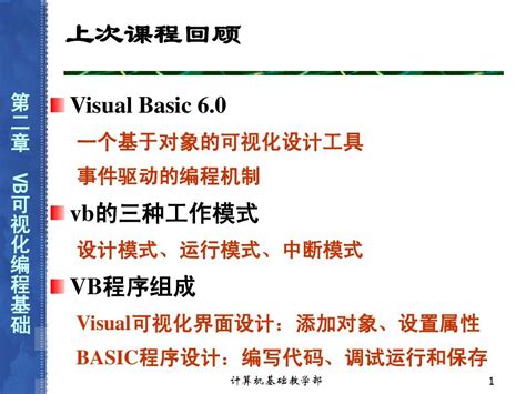 第 章 VB可视化编程基础 word文档在线阅读与下载 无忧文档