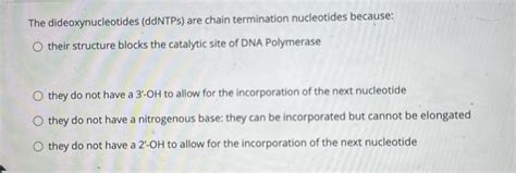Solved The Dideoxynucleotides Ddntps ﻿are Chain