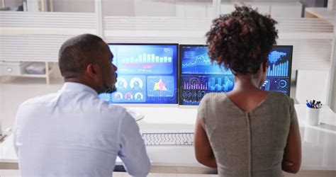 Performance Analytics Dashboard Tech On Pc Screen Stock Image Image