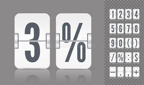 Vector Numeric Template Set Of Flip Scoreboard With Reflections Including Digits And Symbols