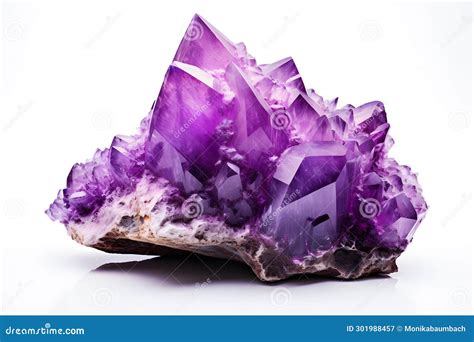 Cristal De Cuarzo De Una Sola Amatista Sobre Fondo Blanco Stock De Ilustración Ilustración De