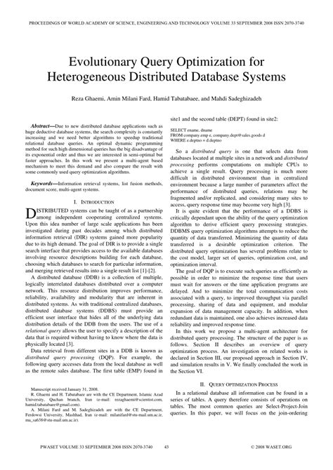Pdf Evolutionary Query Optimization For Heterogeneous Distributed
