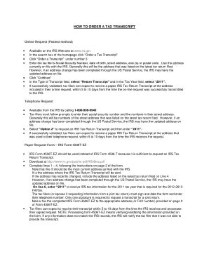 Fillable Online Csmd HOW TO ORDER A TAX TRANSCRIPT Fax Email Print PdfFiller