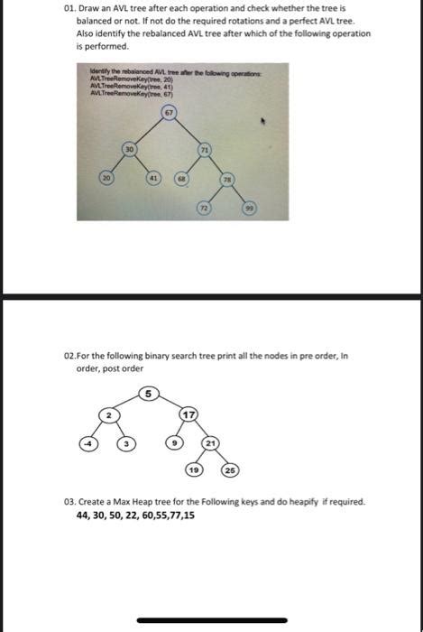 Solved 01 Draw An Avl Tree After Each Operation And Check