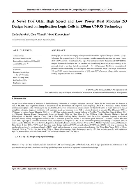 pdf a novel 19 6 ghz high speed and low power dual modulus 2 3 design based on implication