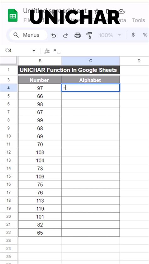 How To Use Unichar Function In Google Sheets With Examples Artofit