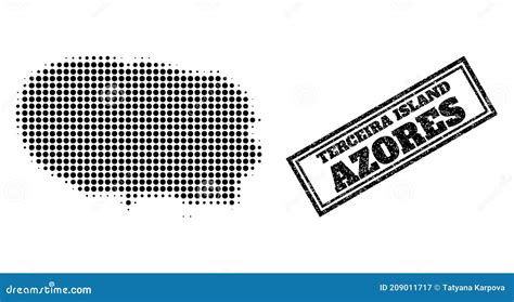Halftone Map Of Terceira Island And Scratched Framed Watermark Stock Vector Illustration Of