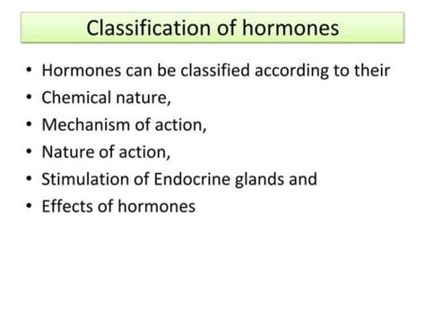 Hormones And Classification With Their Functions Ppt