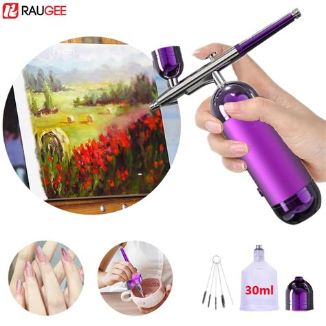 에어브러쉬 페인트스프레이건 스프레이건 에어 브러시 네일 아트 페인팅 압축기 휴대용 페인트 모델 공예 무선 티몬