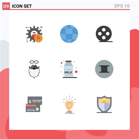 Mobile Interface Flat Color Set Of 9 Pictograms Of Men Movember Globe Hipster Multimedia