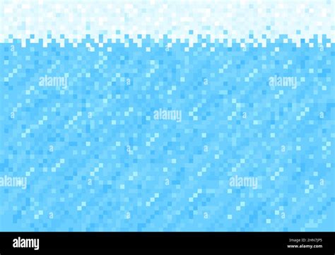 Snow Ice And Water Pixel Blocks Background Pattern Retro Console Game Level Cubic Pixel