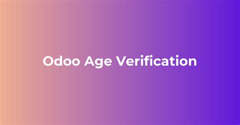 Odoo Age Verification Age Verification Gate In Odoo Website