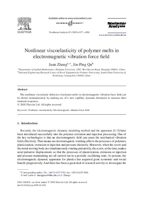 Pdf Nonlinear Viscoelasticity Of Polymer Melts In Different Types Of Flow