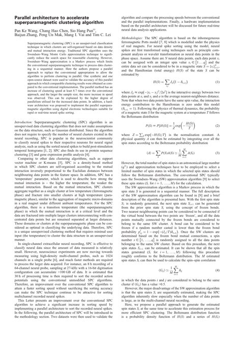 Pdf Parallel Architecture To Accelerate Superparamagnetic Clustering