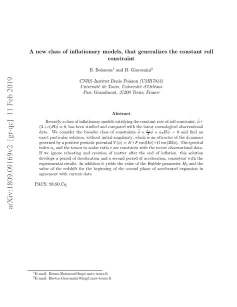 Pdf A New Class Of Inflationary Models That Generalizes The Constant Roll Constraint