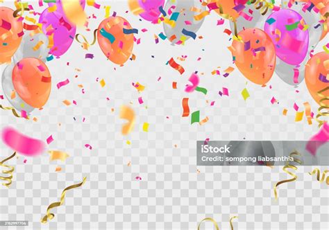 투명한 배경에 화려한 색종이 조각과 풍선 벡터 일러스트 레이 션입니다 2월에 대한 스톡 벡터 아트 및 기타 이미지 2월 3차원 형태 개념 Istock