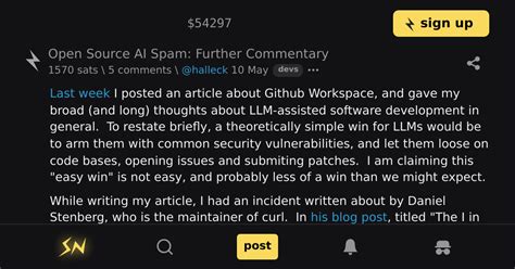 Open Source Ai Spam Further Commentary Stacker News ~devs