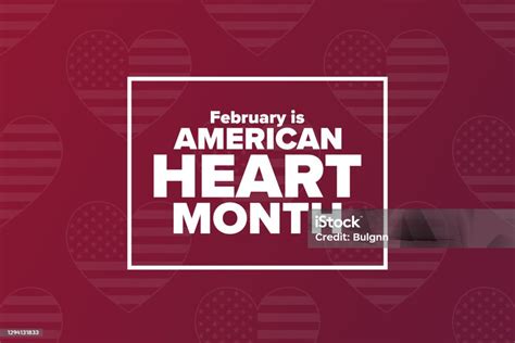 2월은 아메리칸 하트의 달입니다 휴일 개념 배경 배너 카드 텍스트 비문이있는 포스터용 템플릿 벡터 Eps10 그림입니다 American Heart Month에 대한 스톡