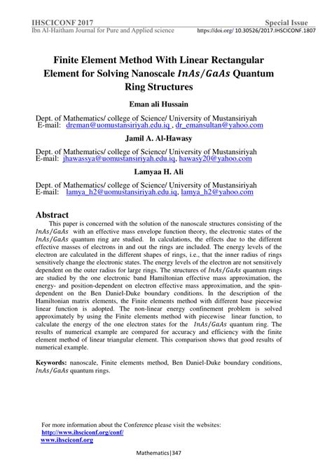 Pdf Finite Element Method With Linear Rectangular Element For Solving Nanoscale Inas⁄gaas