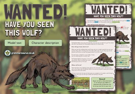 Year 2 Model Text Character Description Wanted Poster Have You Seen This Wolf Grammarsaurus