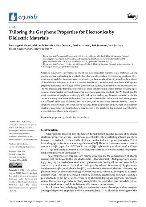 Pdf Tailoring The Graphene Properties For Electronics By Dielectric Materials