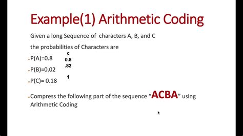 Multimedia Arithmetic Coding Example Arabic شرح Youtube