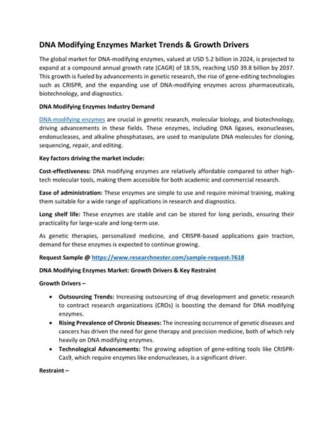 Ppt Dna Modifying Enzymes Market Size In 2024 Share Latest Trends Andforecast 2037 Powerpoint