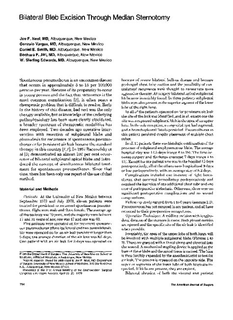 Pdf Bilateral Bleb Excision Through Median Sternotomy Gonzalo