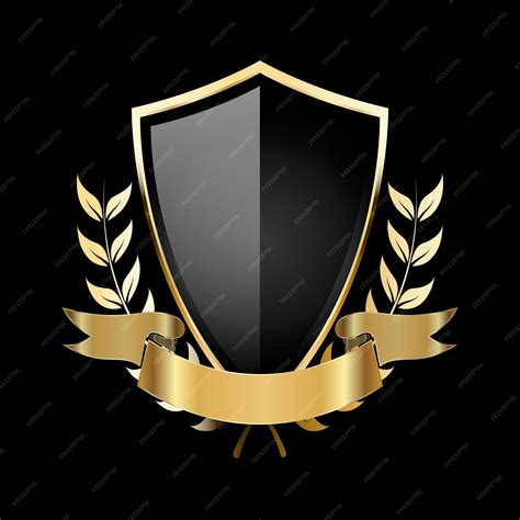 Premium Vector Luxury Golden Black Shield Badges And Labels Retro